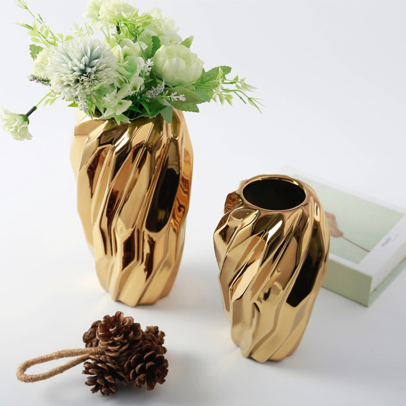 Wholesale Plating gold silver vortex shape flower vase luxury home ...